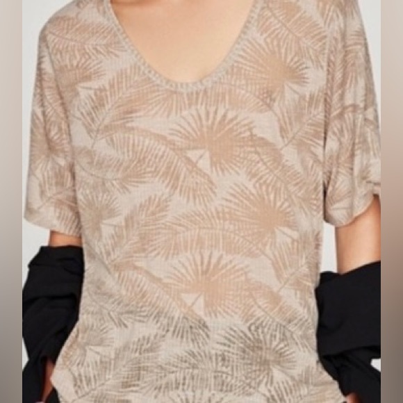 Zara | Tops | Zara Wb Collection Tropical Ribbed Tee | Poshmark